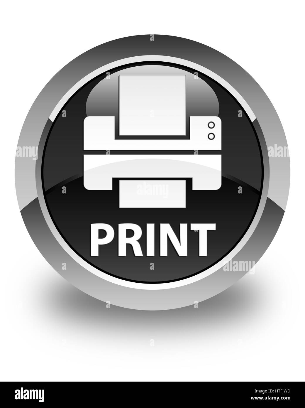 Print (printer icon) isolated on glossy black round button abstract ...