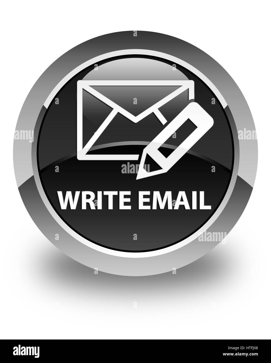 Write email isolated on glossy black round button abstract illustration ...