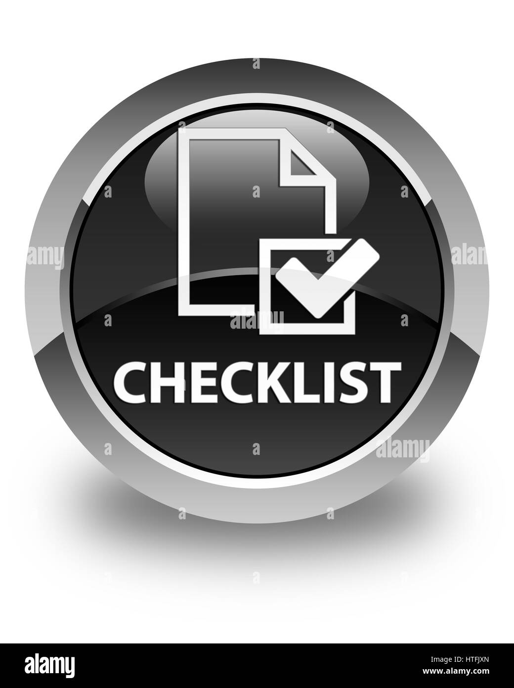 Checklist isolated on glossy black round button abstract illustration ...