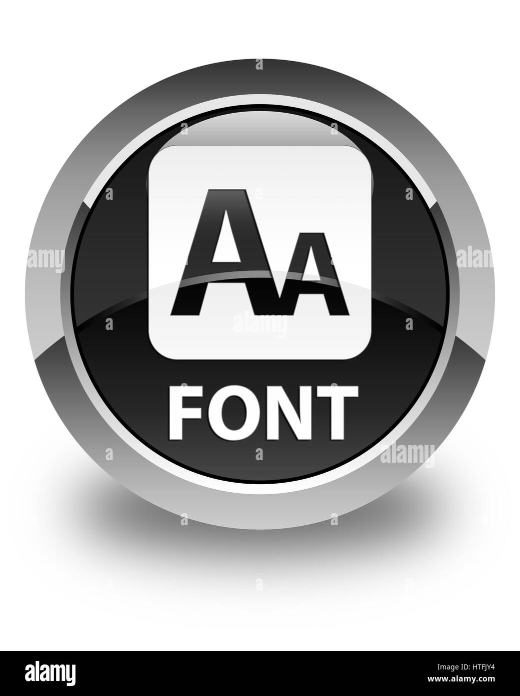 Font isolated on glossy black round button abstract illustration Stock ...