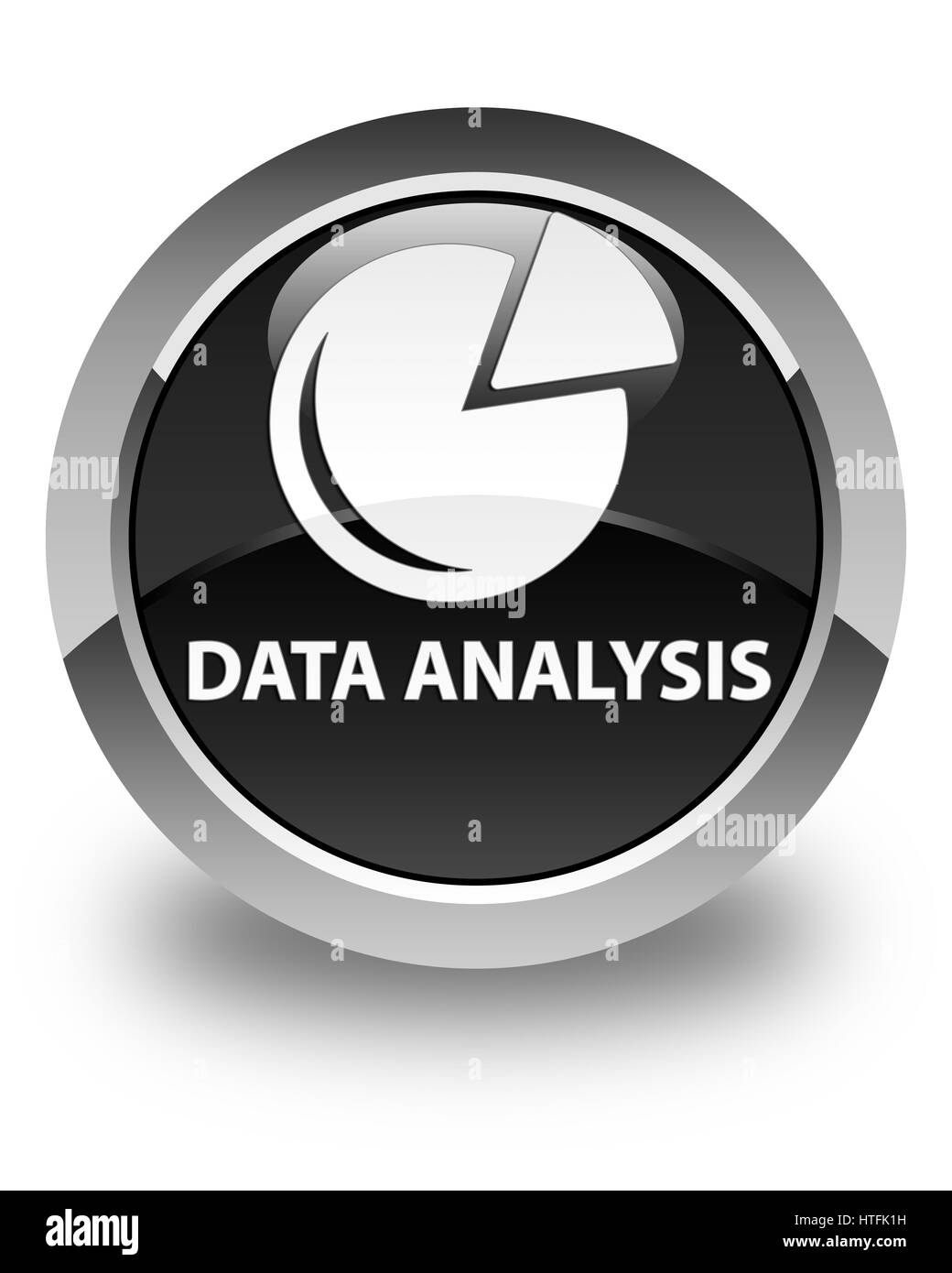 Data analysis (graph icon) isolated on glossy black round button ...