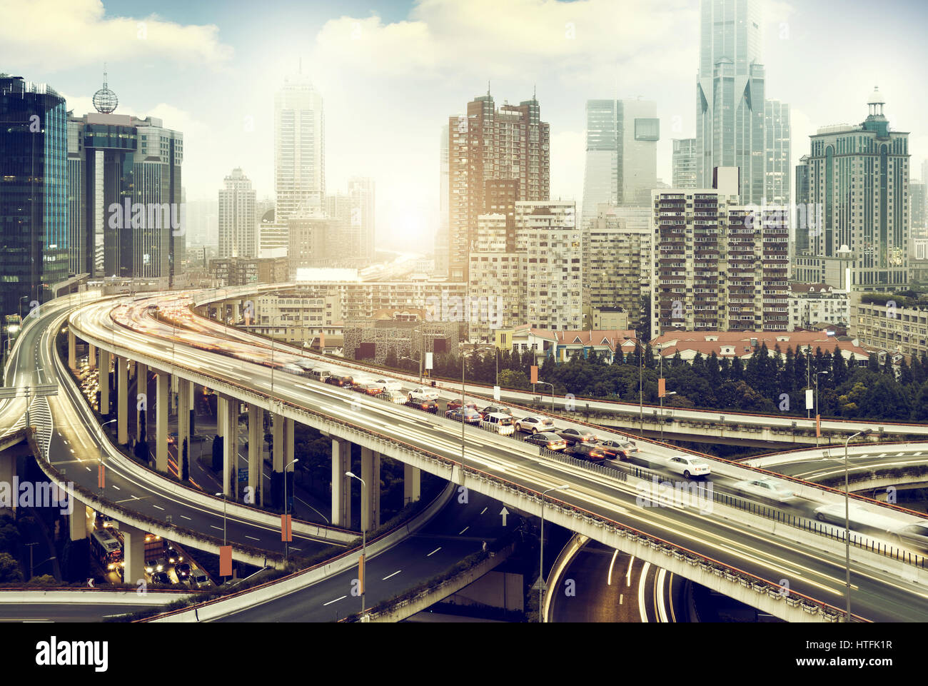 Shanghai, China highway and viaduct Stock Photo - Alamy