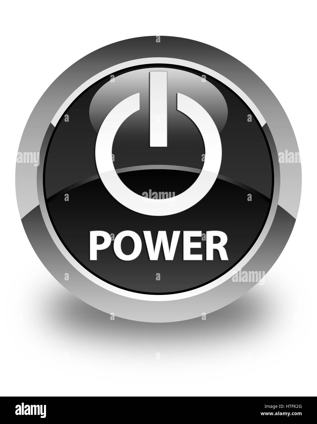 Power isolated on glossy black round button abstract illustration Stock ...