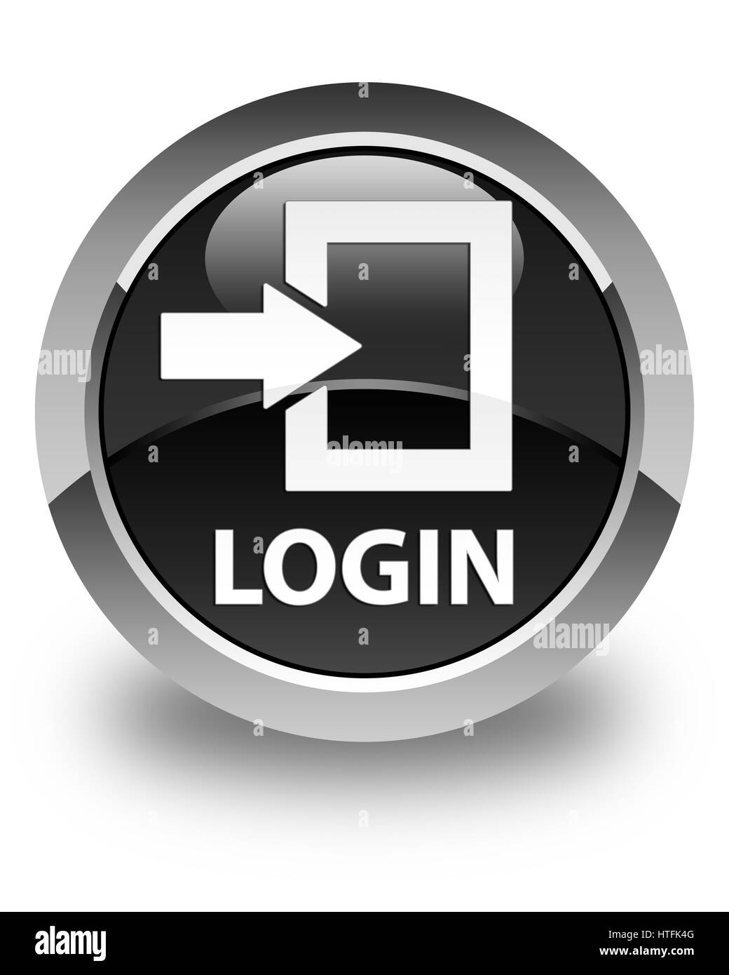 Login isolated on glossy black round button abstract illustration Stock ...