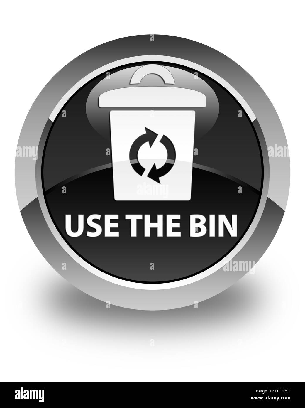 Use the bin isolated on glossy black round button abstract illustration ...