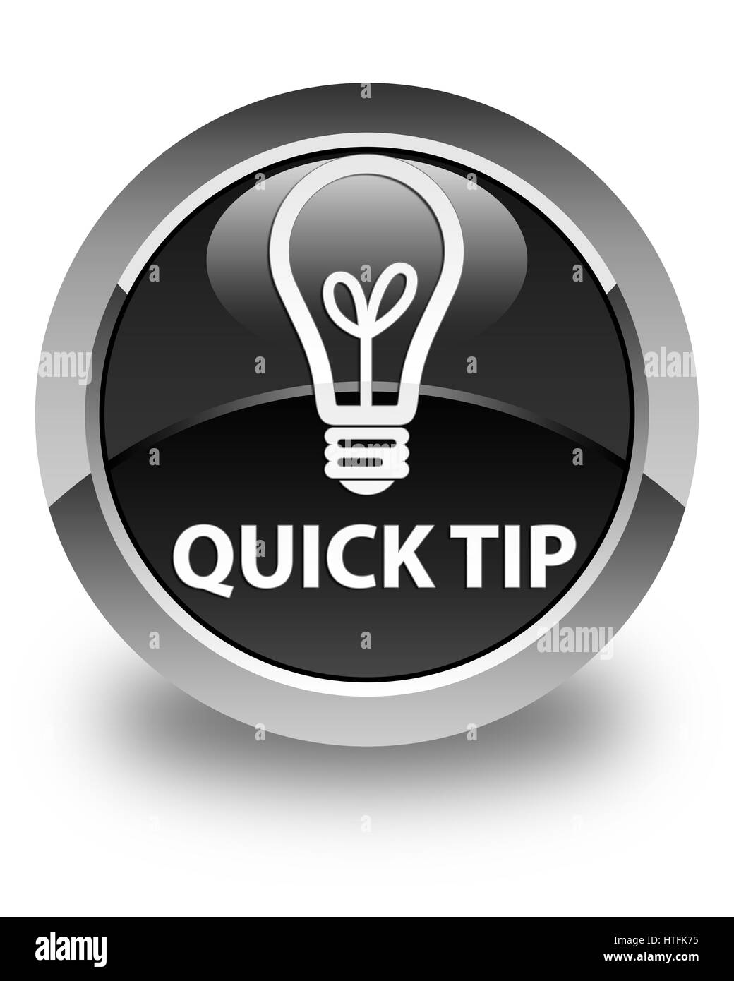 Quick tip (bulb icon) isolated on glossy black round button abstract ...