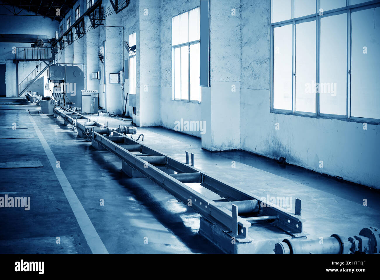 Rail maintenance facility, automated production lines Stock Photo - Alamy