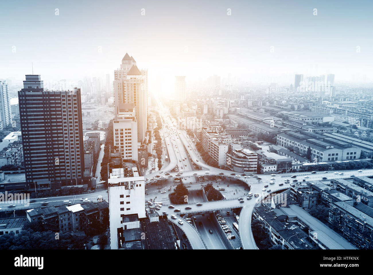 Aerial view of the city viaduct interchange Stock Photo - Alamy