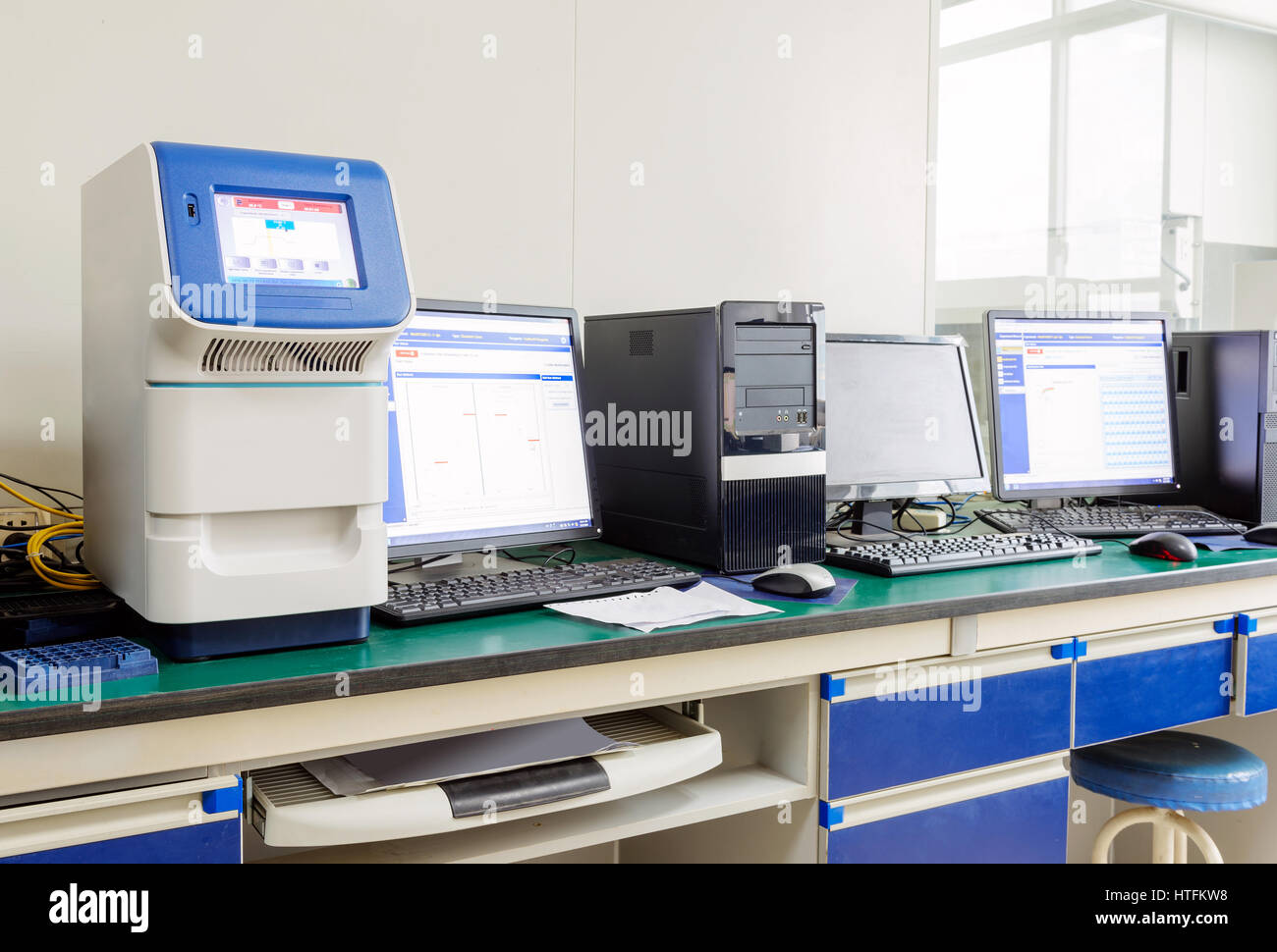 Hospital laboratories, computers and electrolyte analyzers Stock Photo ...