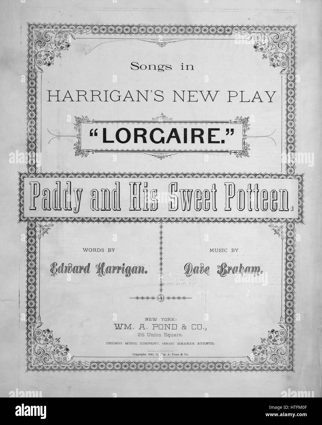 Sheet music cover image of the song 'Songs in Harrigan's New Play ...