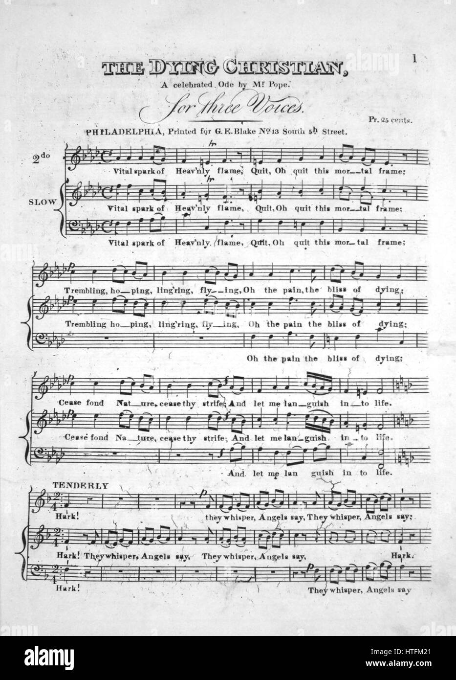 Sheet music cover image of the song 'The Dying Christian', with ...