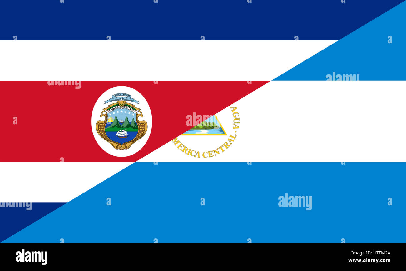 costa rica nicaragua neighbor countries half flag symbol Stock Photo ...