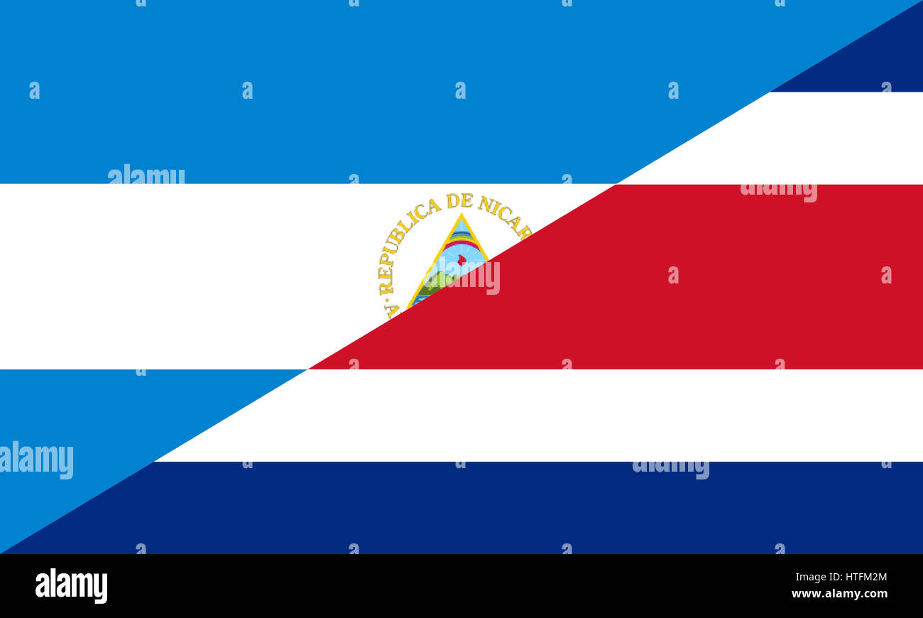 nicaragua costa rica neighbor countries half flag symbol Stock Photo ...