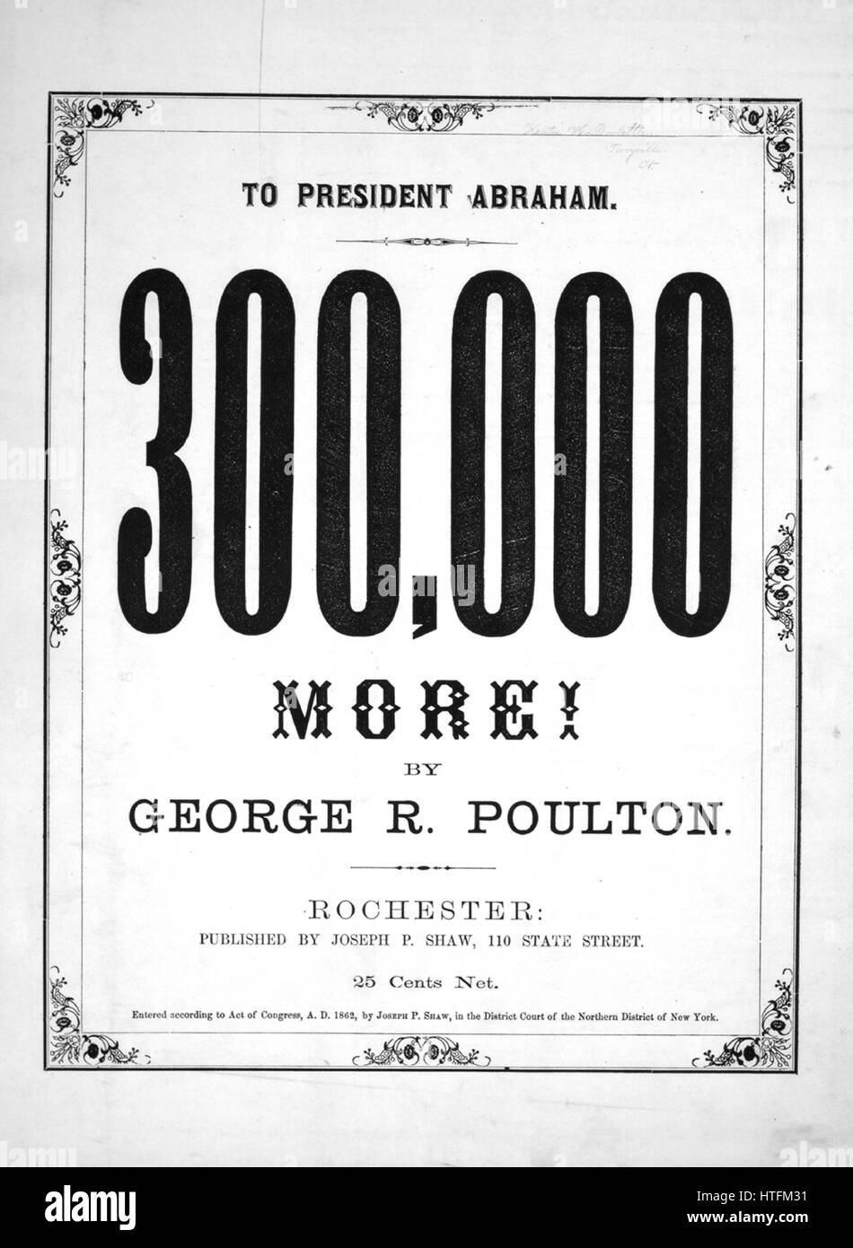 Sheet music cover image of the song 'Three Hundred Thousand More ...