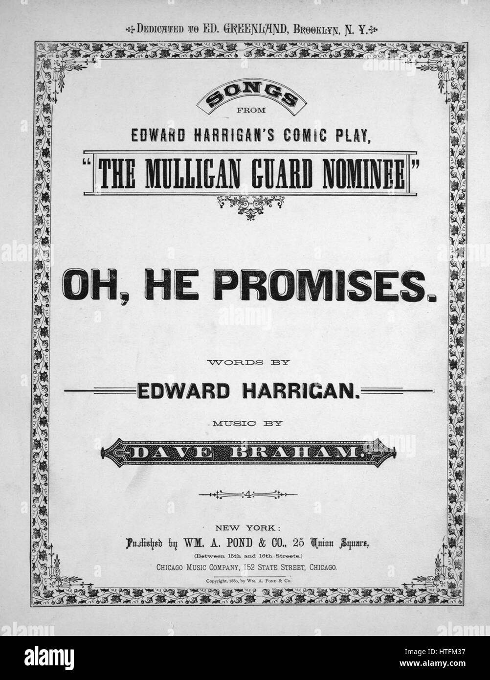 Sheet music cover image of the song 'Songs From Edward Harrigan's Comic ...