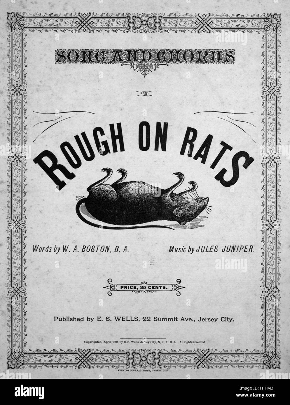 Sheet music cover image of the song 'Rough on Rats Song and Chorus ...
