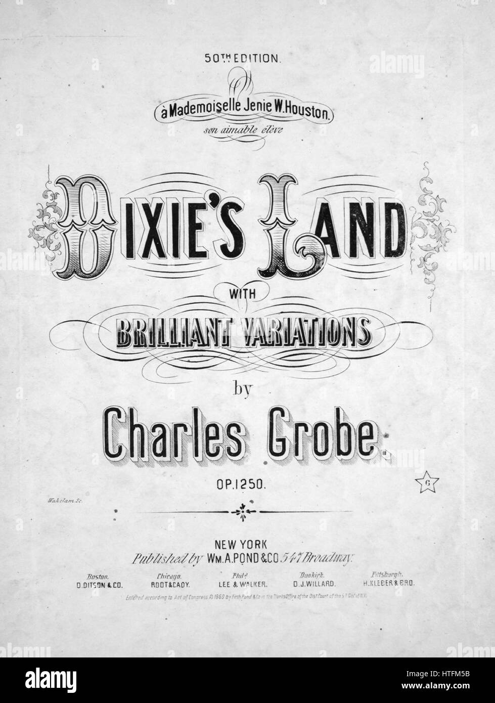 Sheet music cover image of the song 'Dixie's Land, With Brilliant ...
