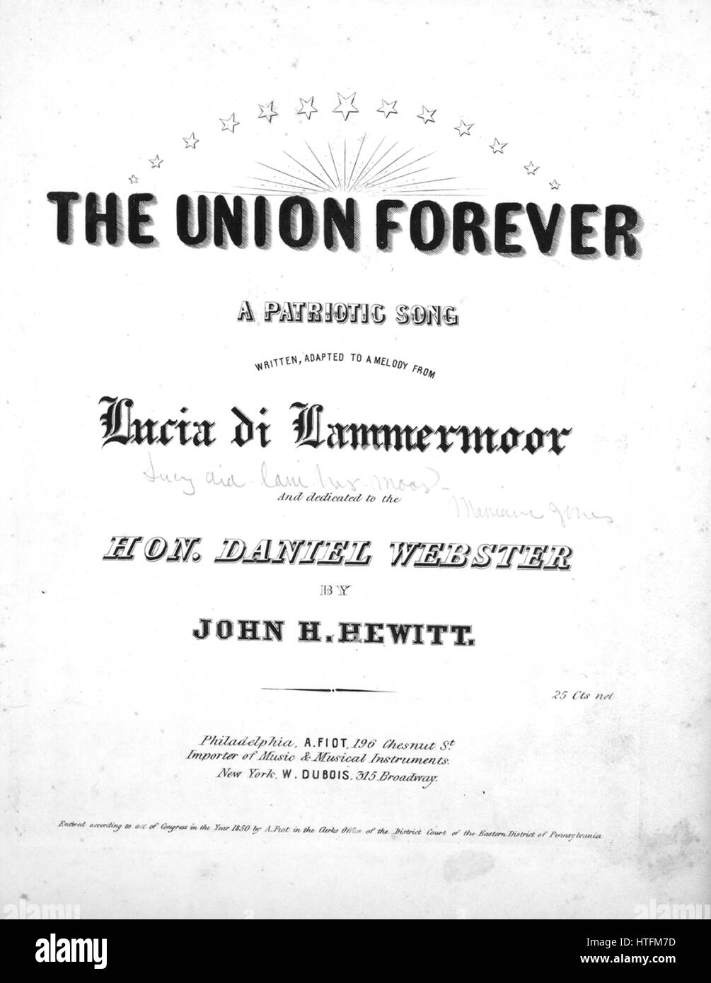 Sheet music cover image of the song 'The Union Forever A Patriotic Song ...