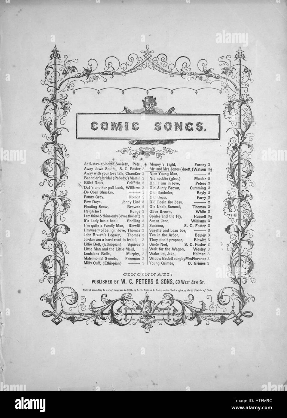 Sheet music cover image of the song 'Comic Songs Mr and Mrs Jones ...