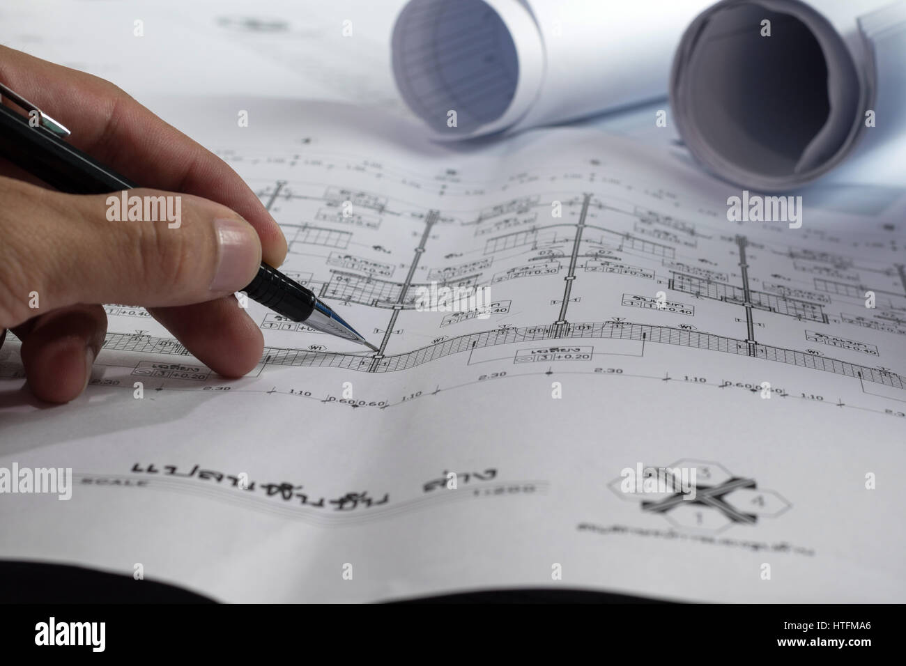 Engineering diagram blueprint paper drafting project sketch ...