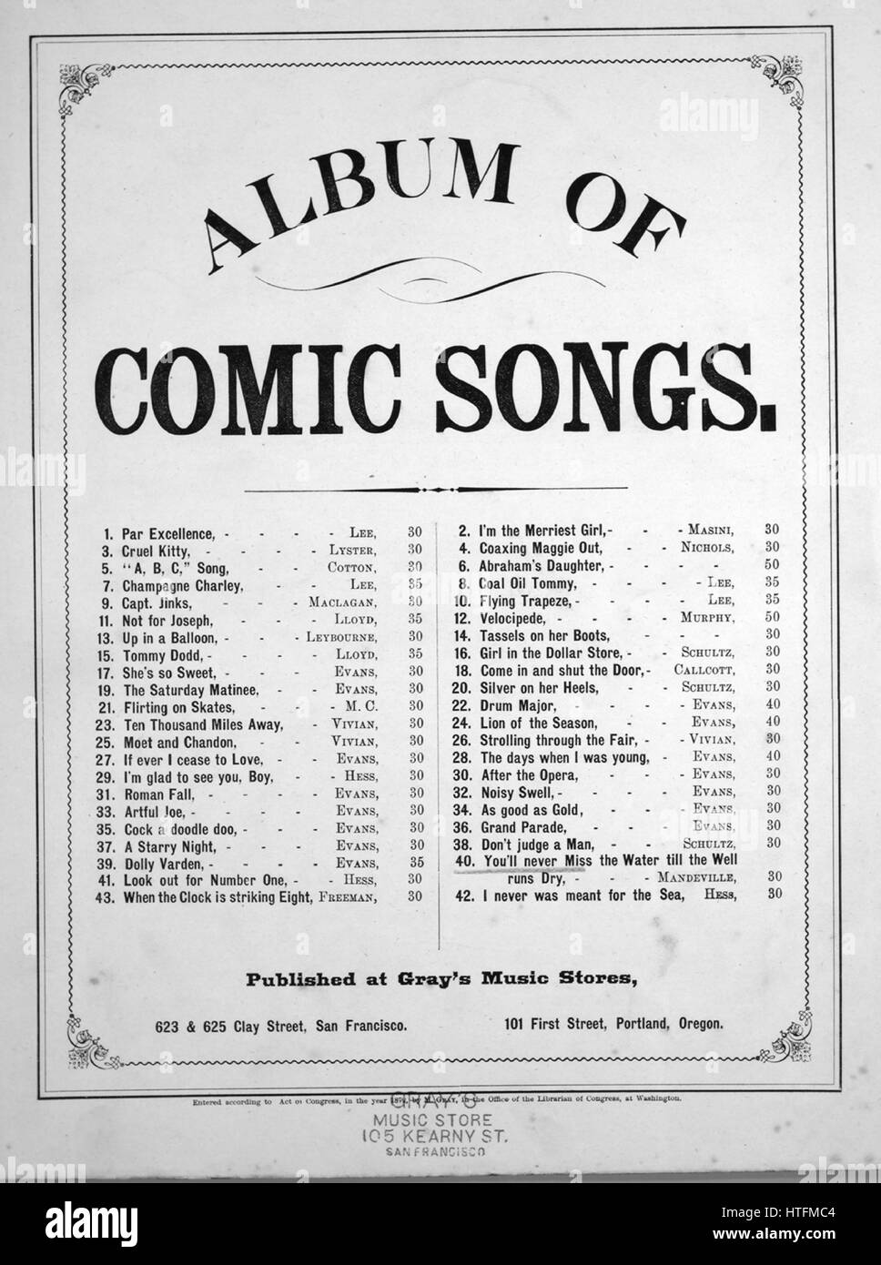 Sheet music cover image of the song 'Album of Comic Songs No40 You'll ...