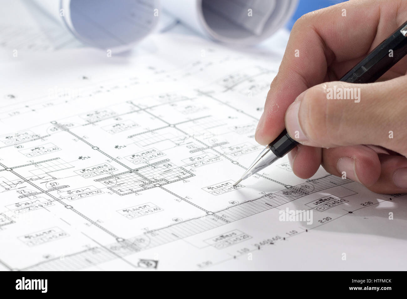 engineering diagram blueprint paper drafting project sketch ...