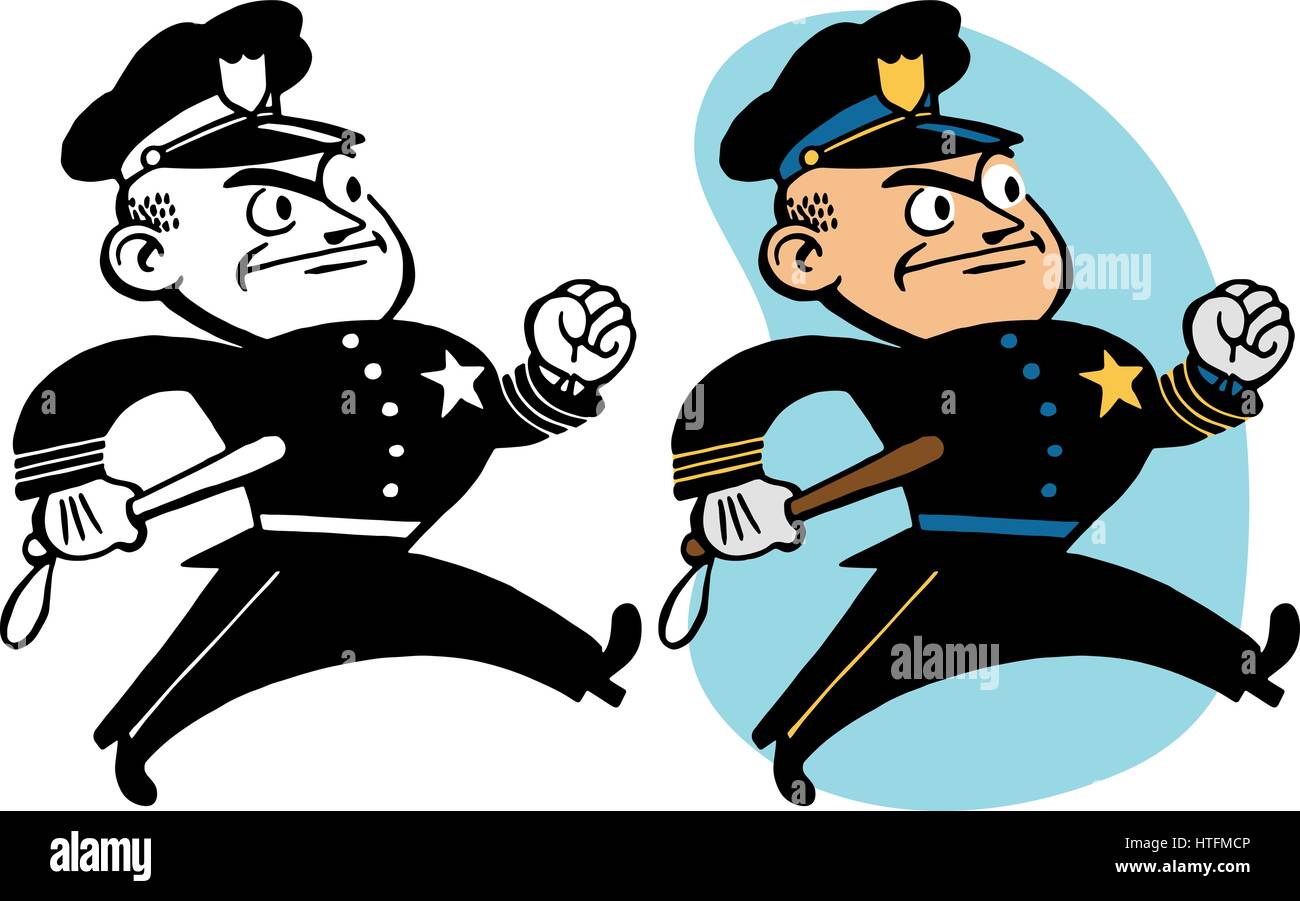 A policeman walks his beat carrying a nightstick Stock Vector Image ...