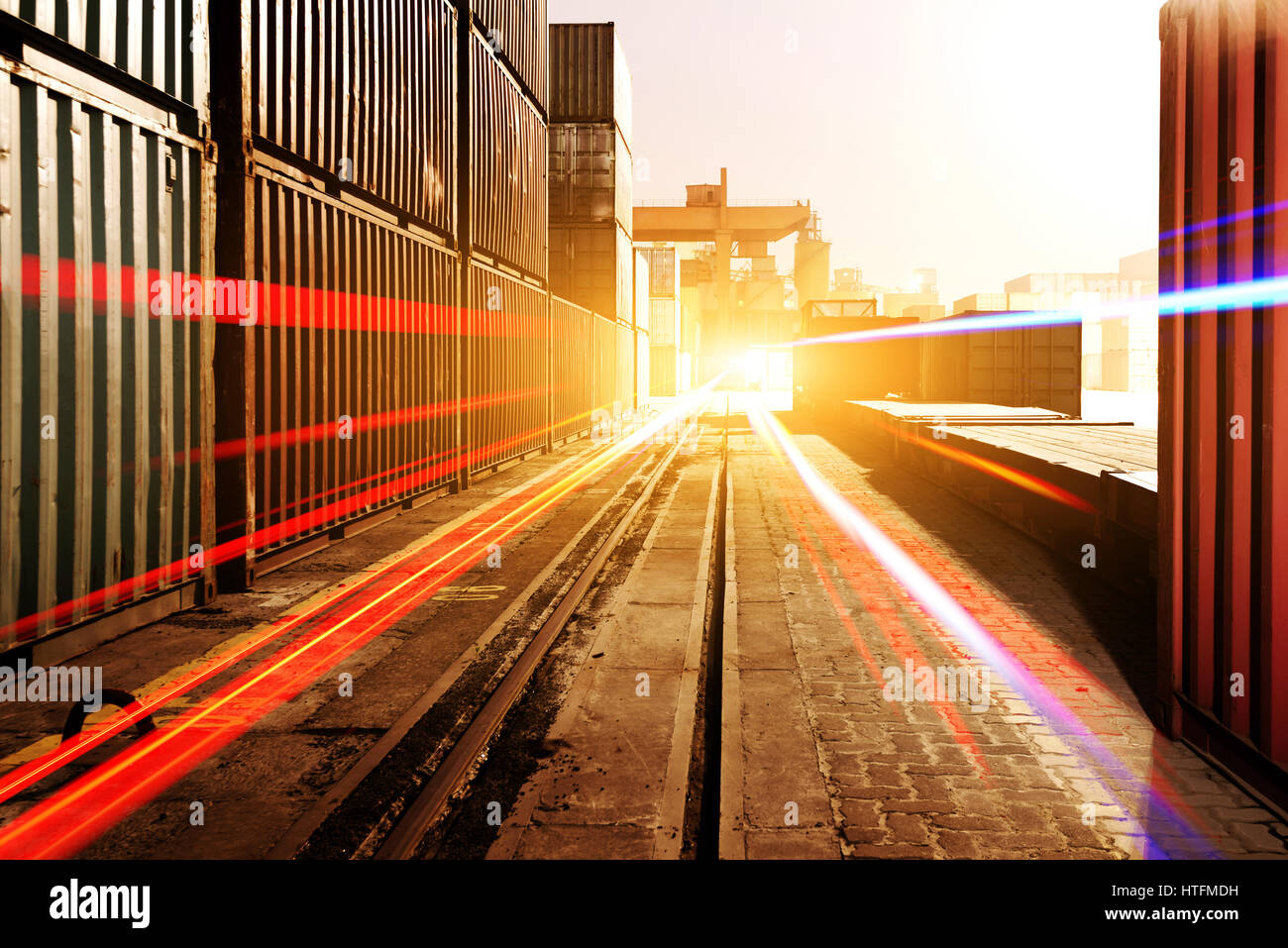 Container terminal by night hi-res stock photography and images - Alamy