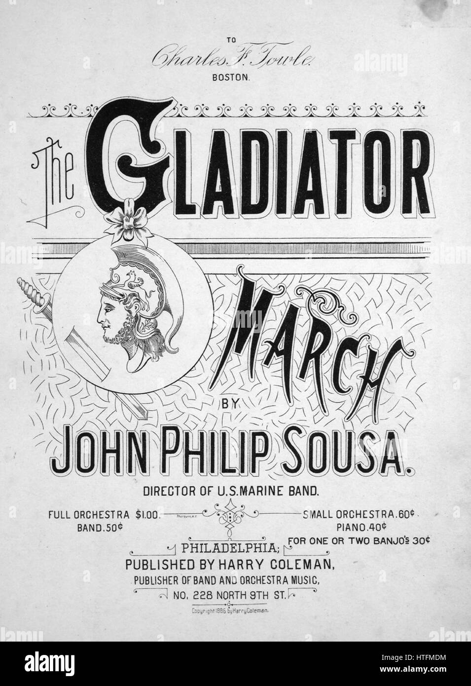 Sheet music cover image of the song 'The Gladiator March', with ...