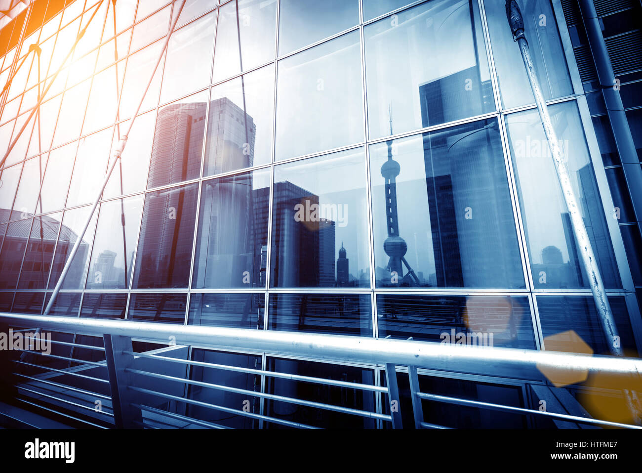 Shanghai China, glass curtain wall projection Stock Photo - Alamy