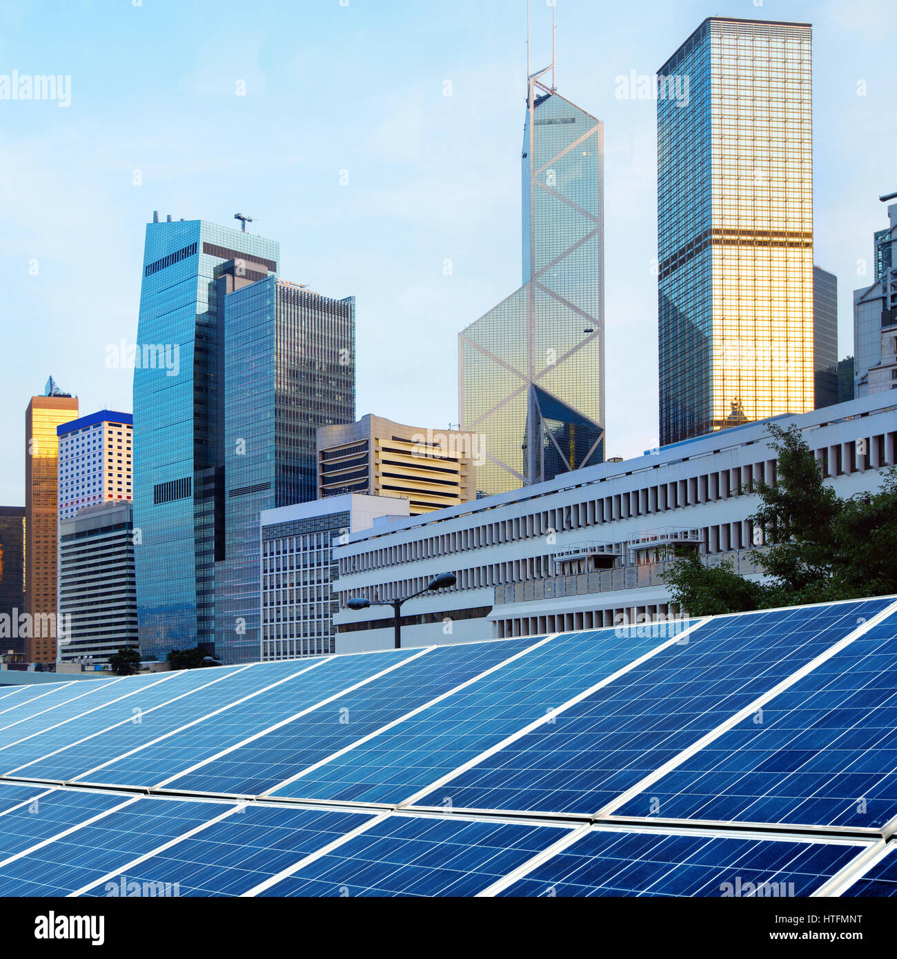 Hong Kong's modern architecture and solar panels Stock Photo - Alamy