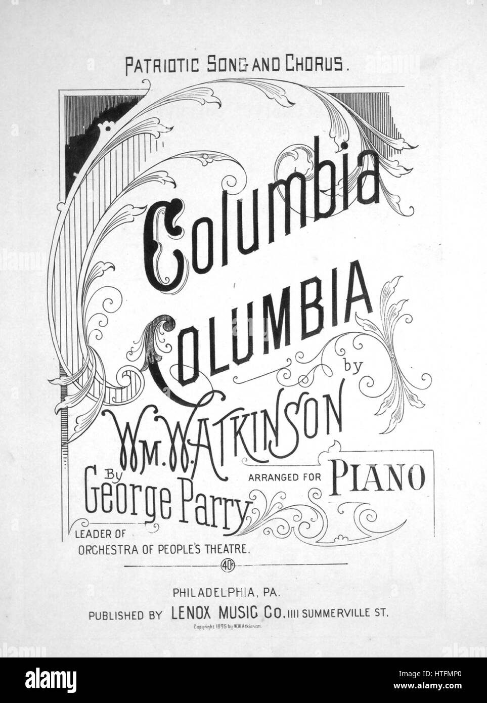 Sheet music cover image of the song 'Columbia Columbia Patriotic Song ...