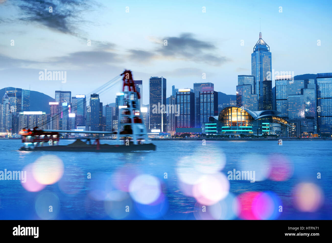 Night view of Hong Kong Victoria Harbor Stock Photo - Alamy