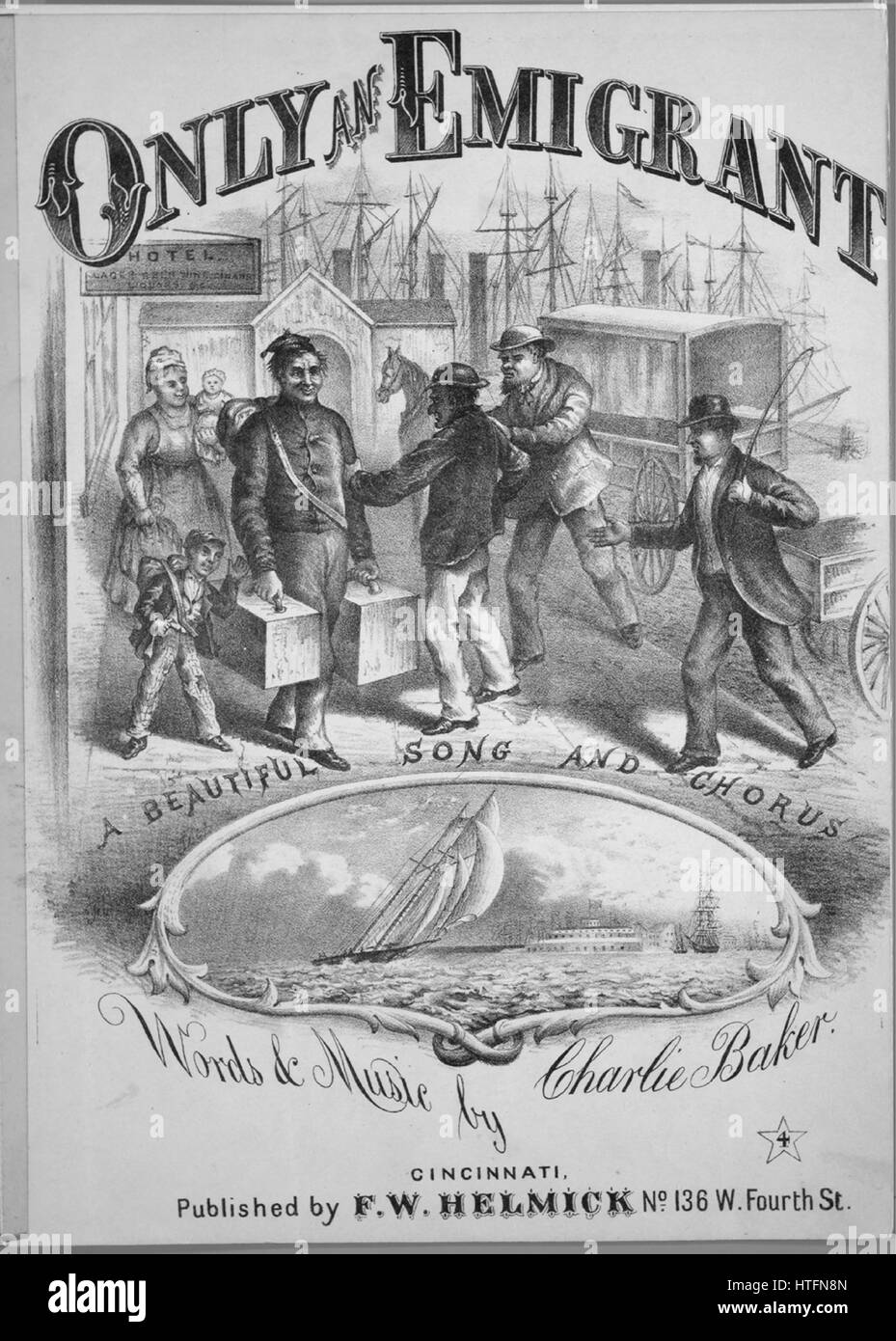 Sheet music cover image of the song 'Only an Emigrant! A Beautiful Song ...