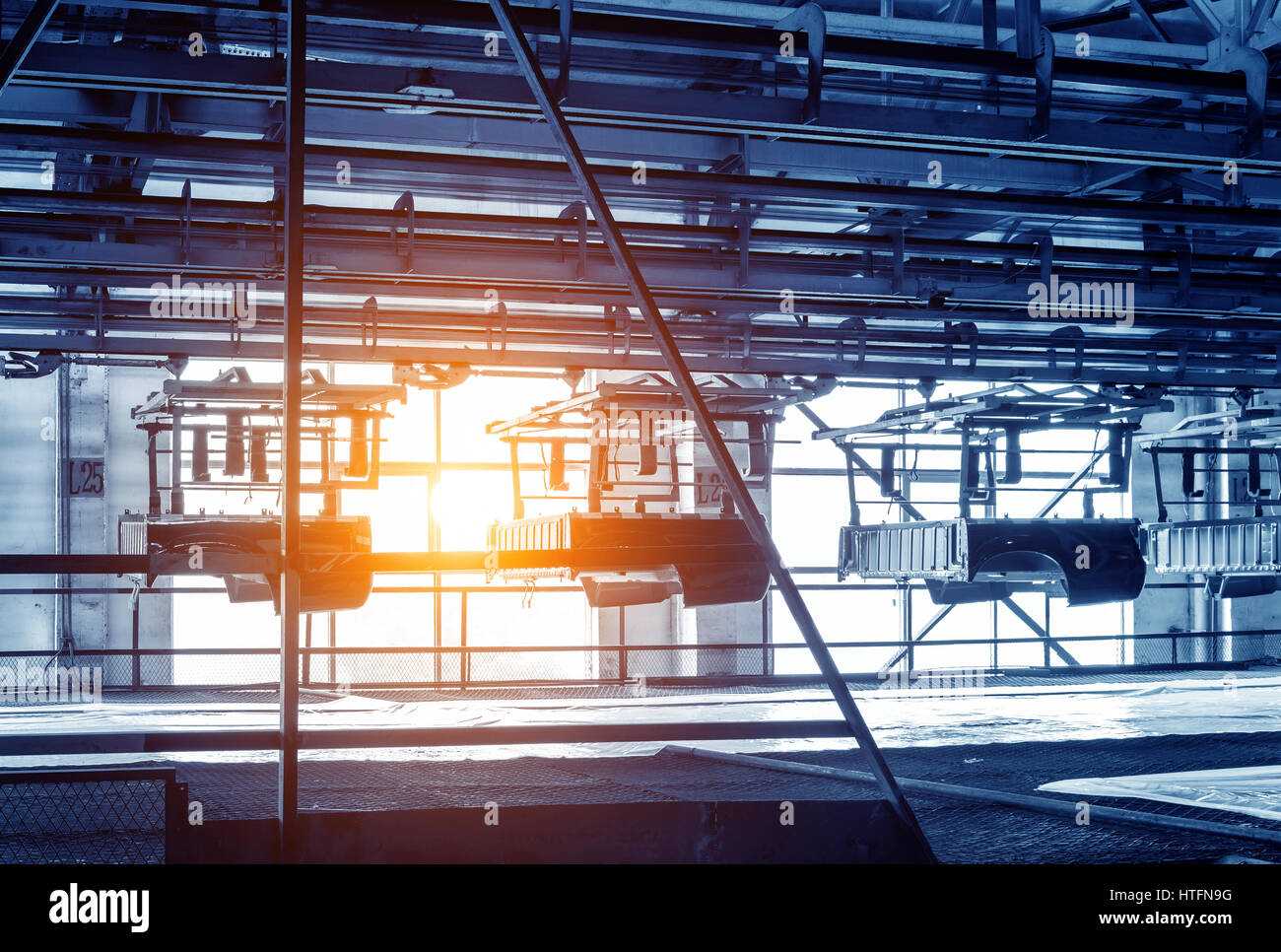 Factory floor, car production line, motion blur picture Stock Photo - Alamy