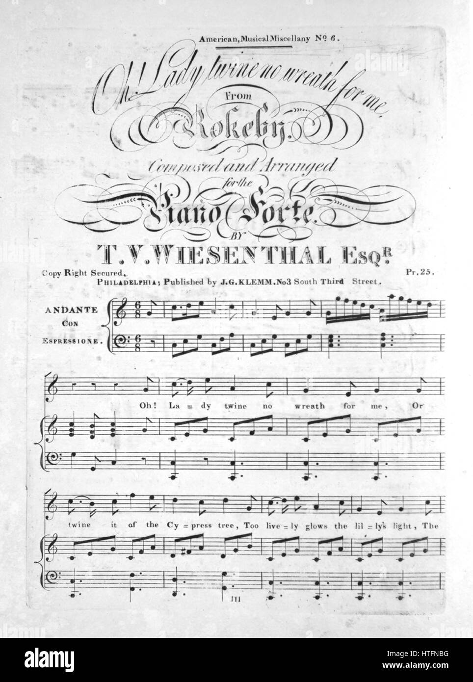 Sheet music cover image of the song 'American, Musical Miscellany No 6 ...