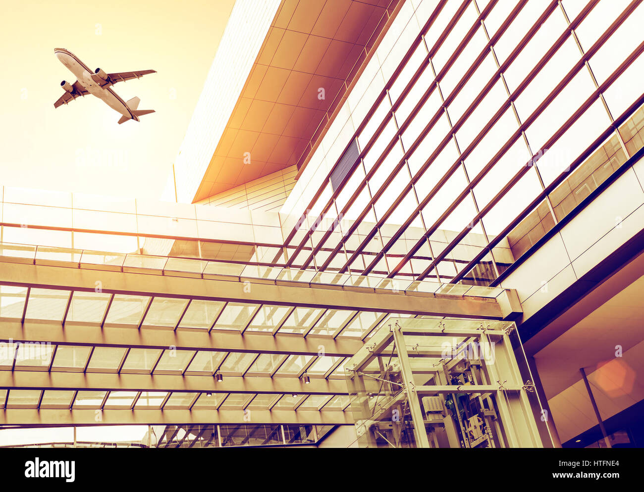 Twilight terminal and aircraft, in Shanghai, China Stock Photo - Alamy