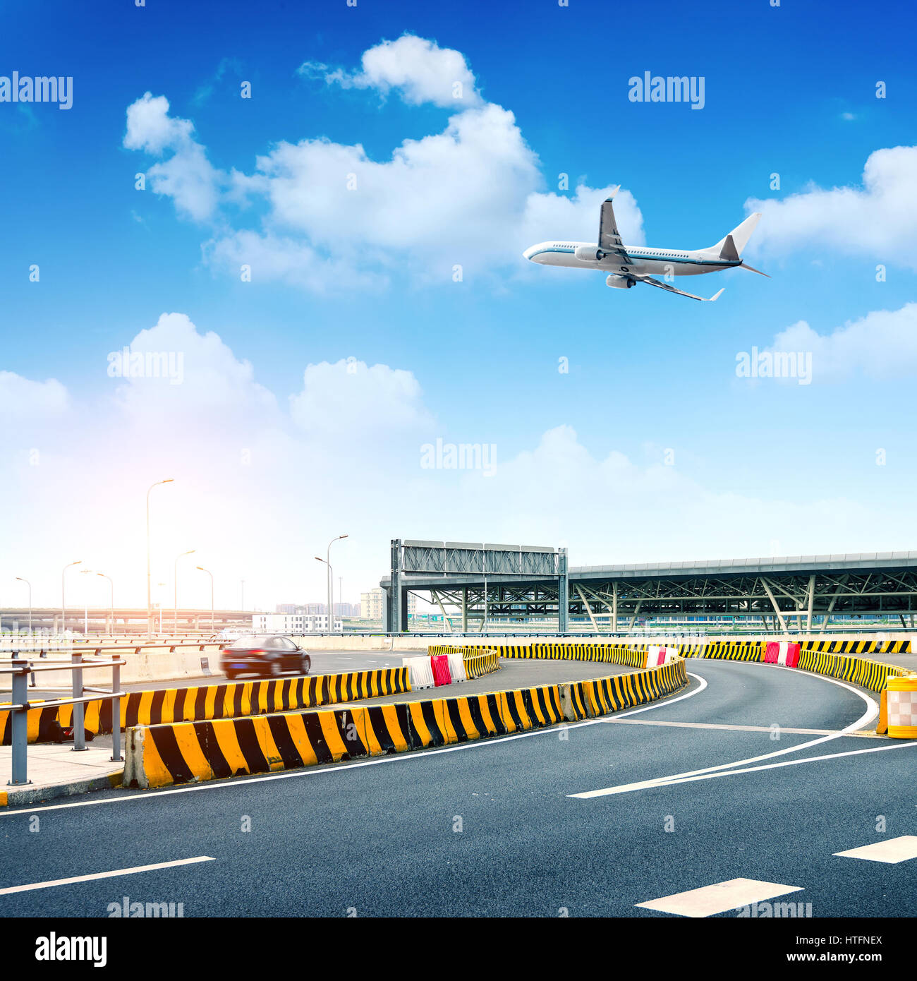 Dimensional transportation landscape, highway and aircraft Stock Photo ...