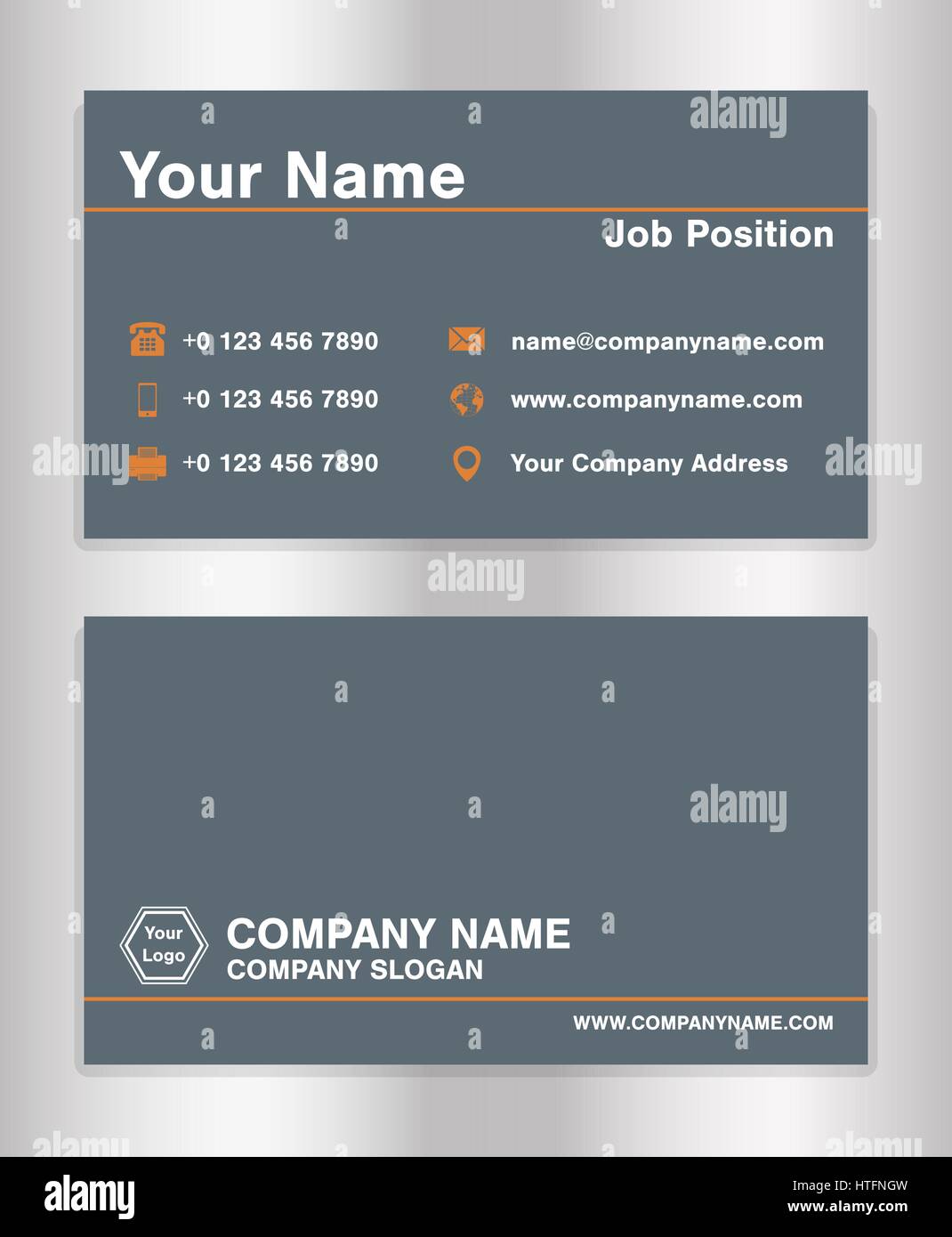 simple orange and gray theme business name card template vector Stock ...