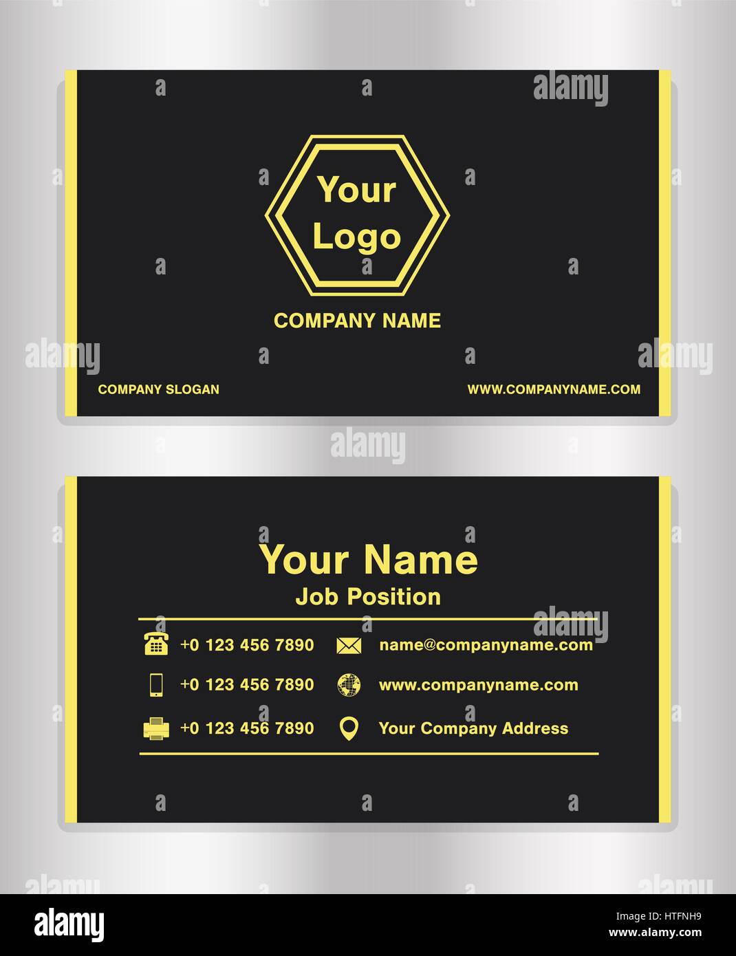simple black yellow theme business name card template vector Stock ...