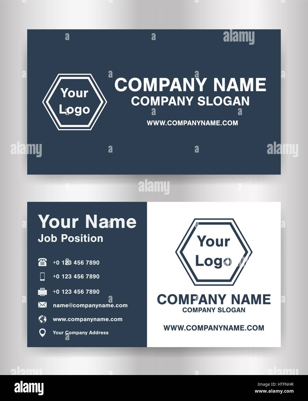 simple dark blue theme business name card template vector Stock Vector ...