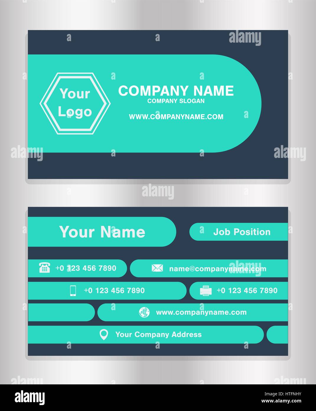 simple bright blue theme business name card template vector Stock ...