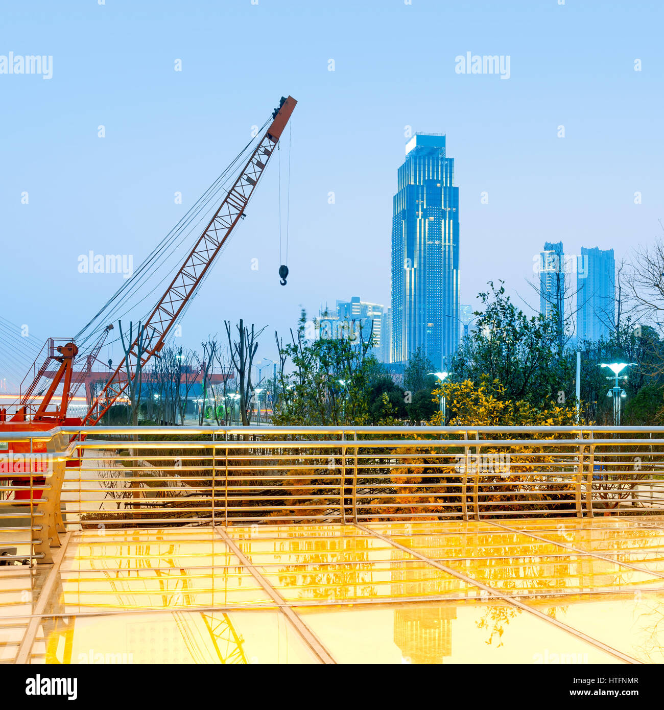 City Lights, transparent glass tiles platform Stock Photo - Alamy