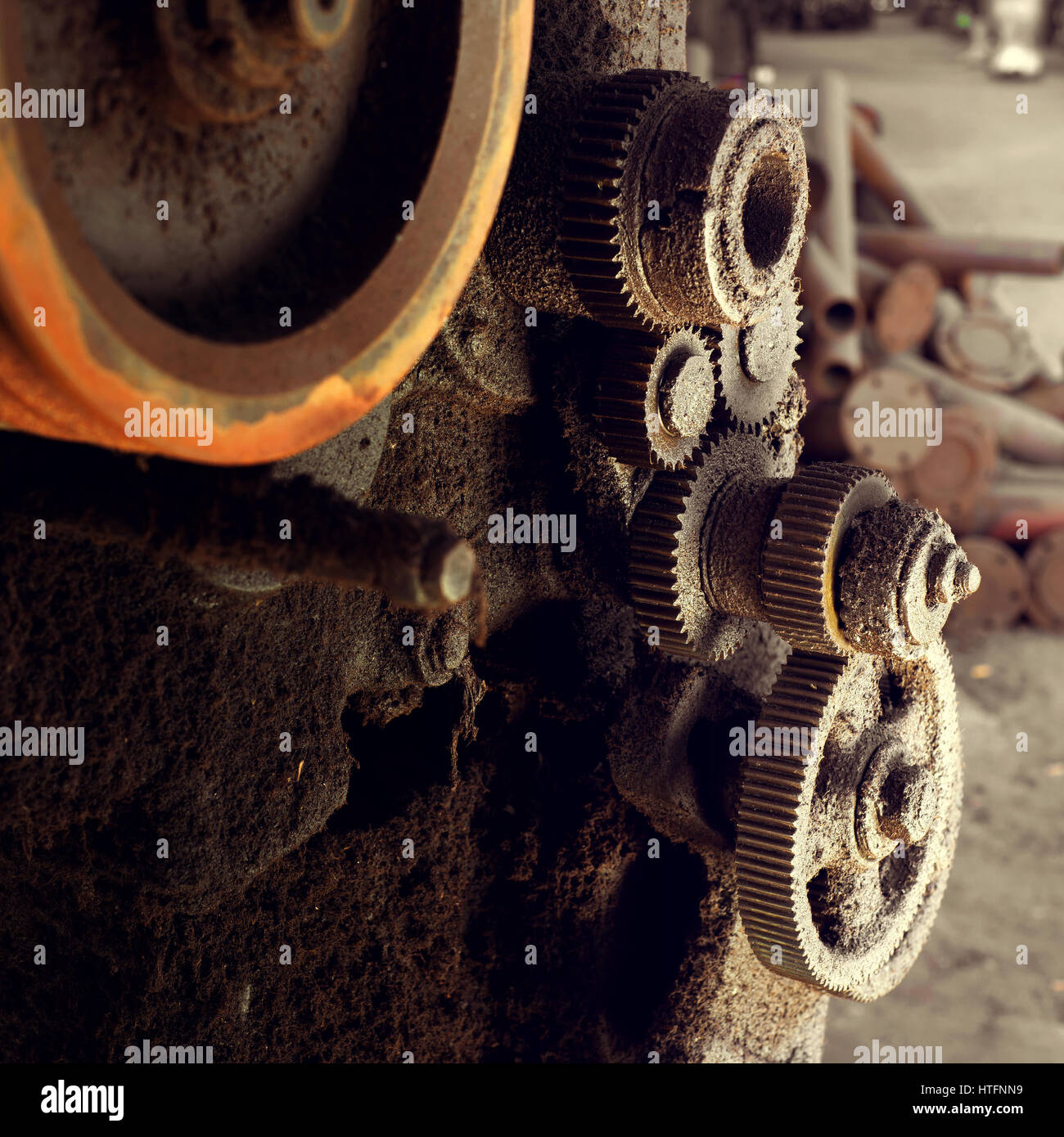 Abandoned factory interior, rusty machine gears Stock Photo - Alamy