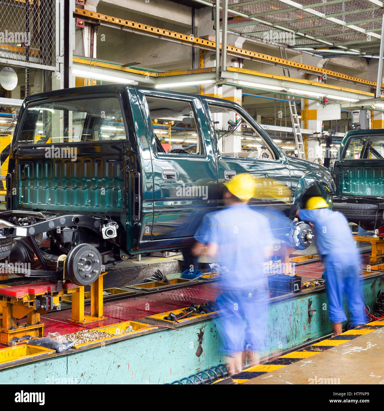 Pickup truck production line, workers are working Stock Photo - Alamy