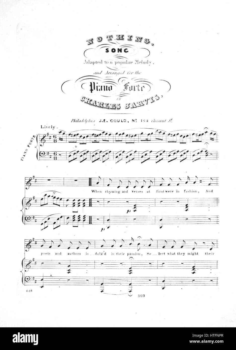 Sheet music cover image of the song 'Nothing Song', with original ...