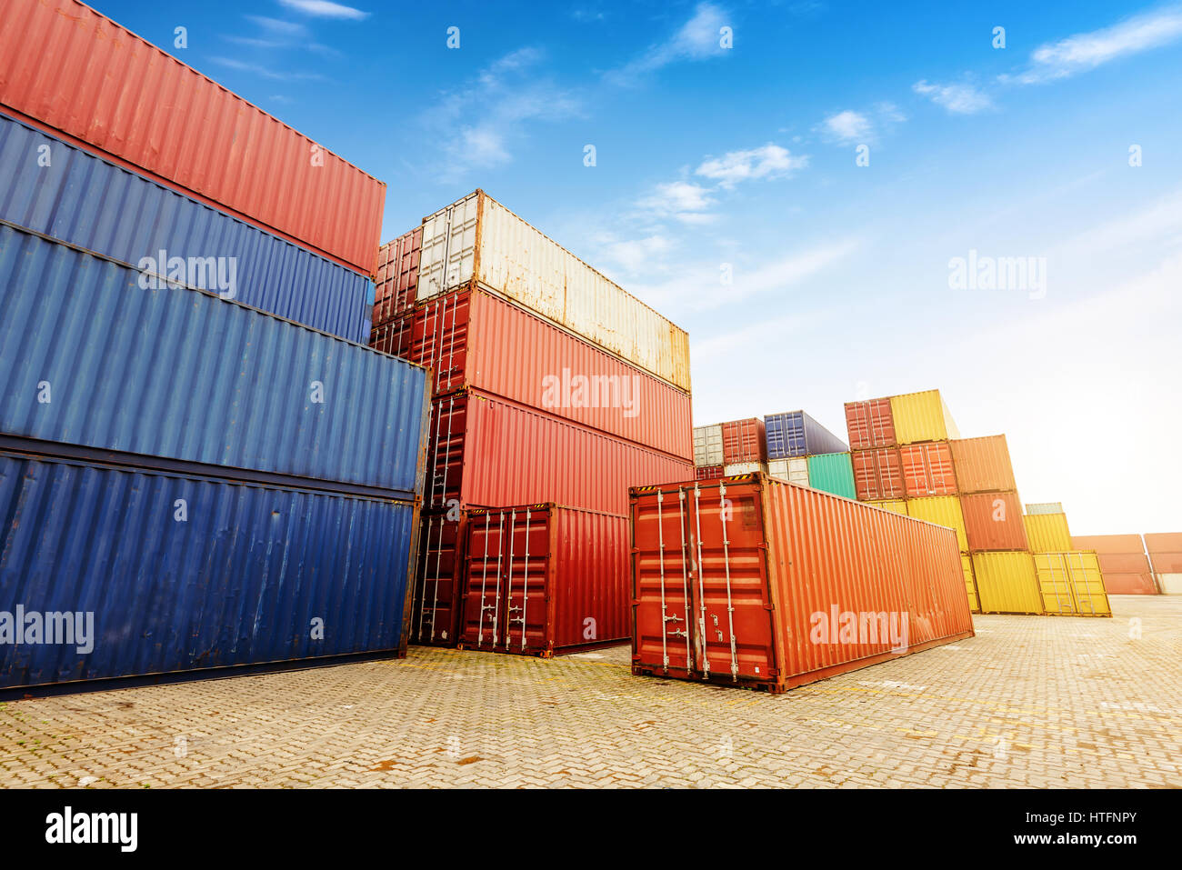 Stack of Cargo Containers at the docks Stock Photo - Alamy