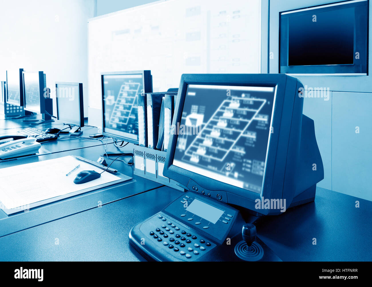 Computer control room technology industry, arranged on the desktop ...