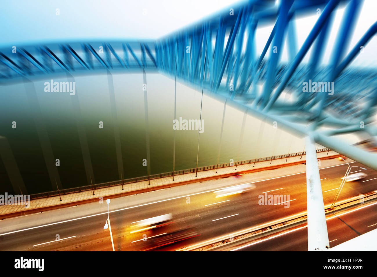 Highway and city, aerial bridge Stock Photo - Alamy
