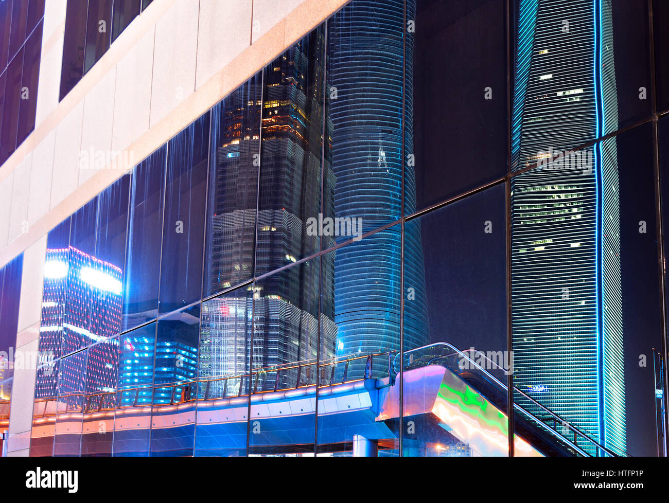 Shanghai China, glass curtain wall projection Stock Photo - Alamy